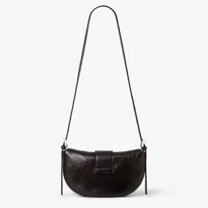 Fendi Croissant Bag Crackled Black Leather Bag
